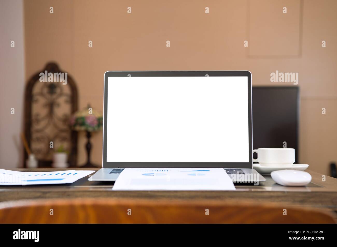 Home office, blank monitor for design, working from home, web ...