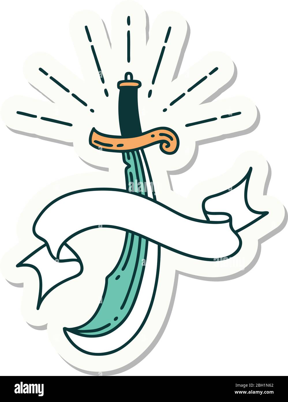 sticker of a tattoo style scimitar sword Stock Vector Image & Art - Alamy
