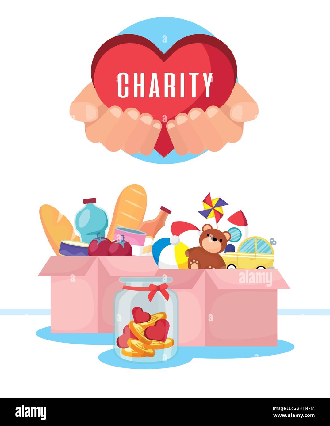 charity donation boxes with groceries and toys Stock Vector Image & Art ...