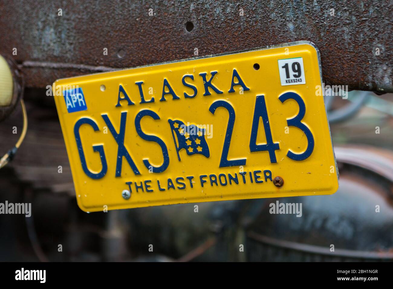 Alaskan Car Licence Plate attached to a rusty old truck in Skagway ...
