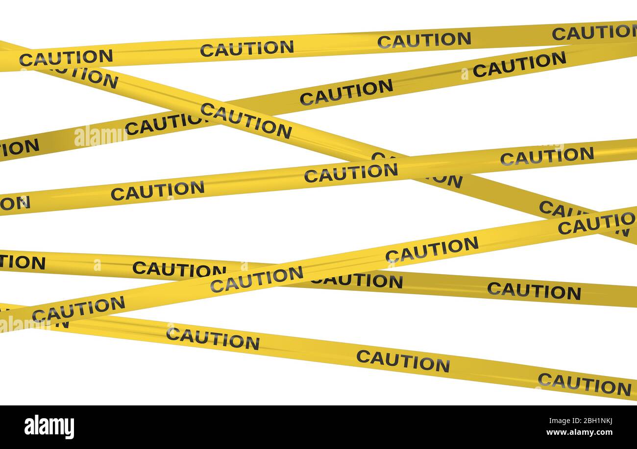 Construction caution line do not cross yellow tape barrier. Danger zone ...