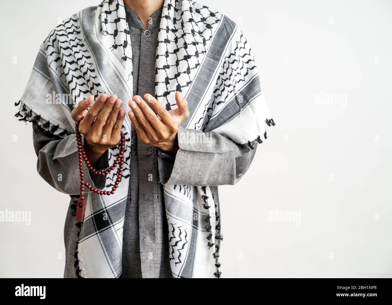 gesture of hand open arm while pray in islamic culture carrying prayer ...