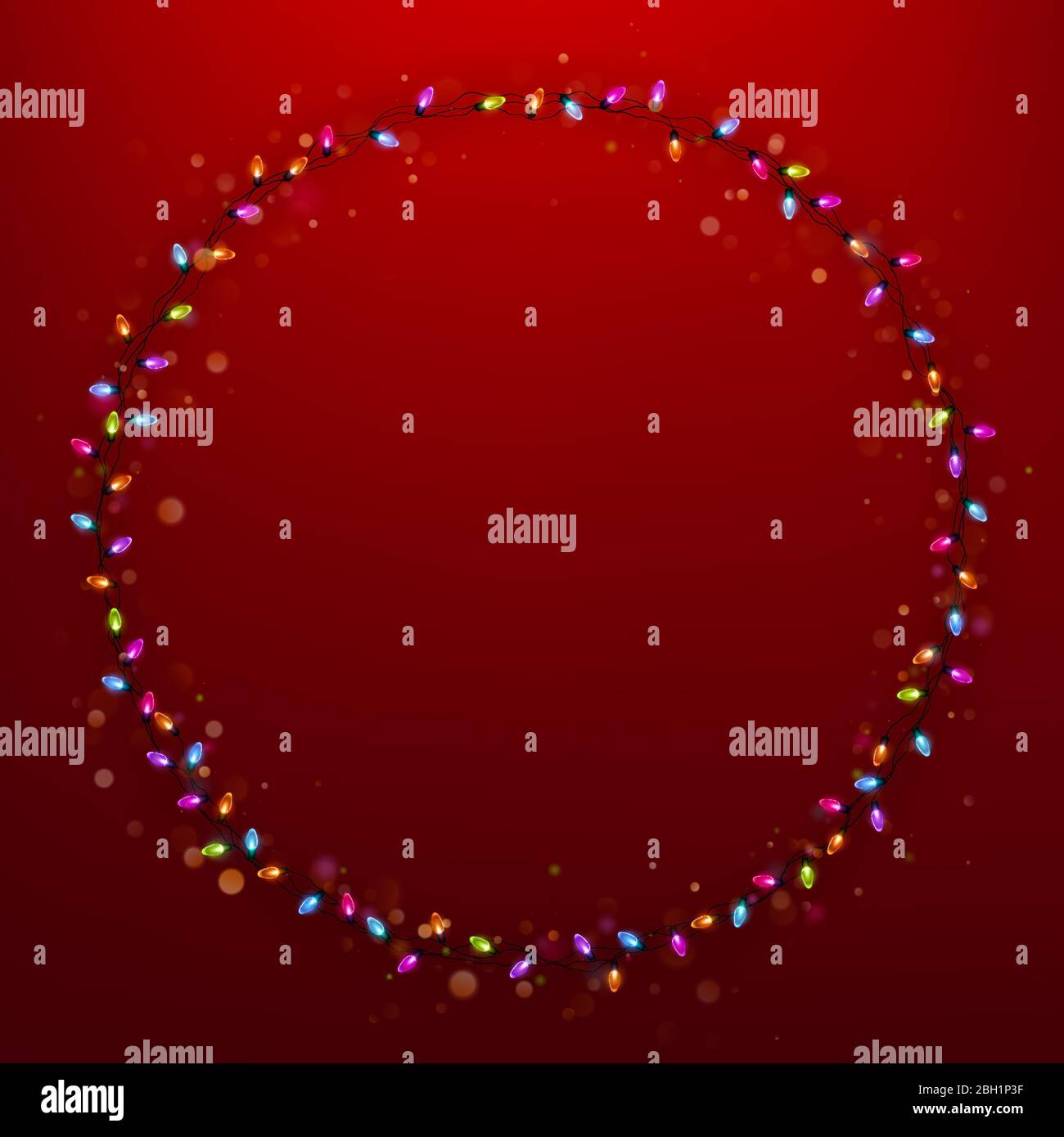 Holiday frame background with Christmas lights. EPS 10 Stock Vector ...
