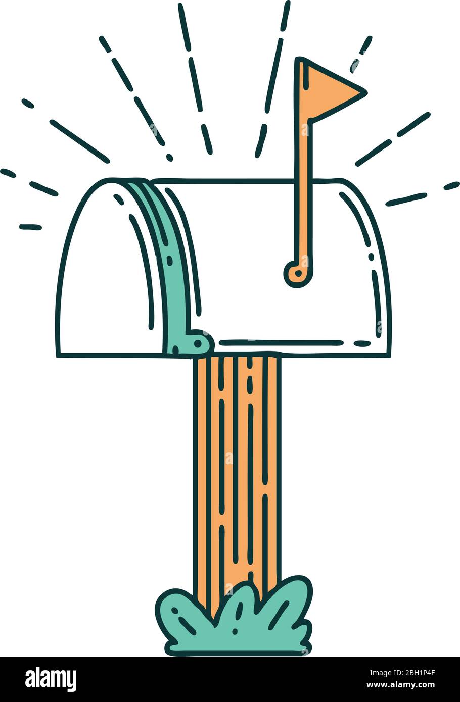 illustration of a traditional tattoo style closed mailbox Stock Vector ...