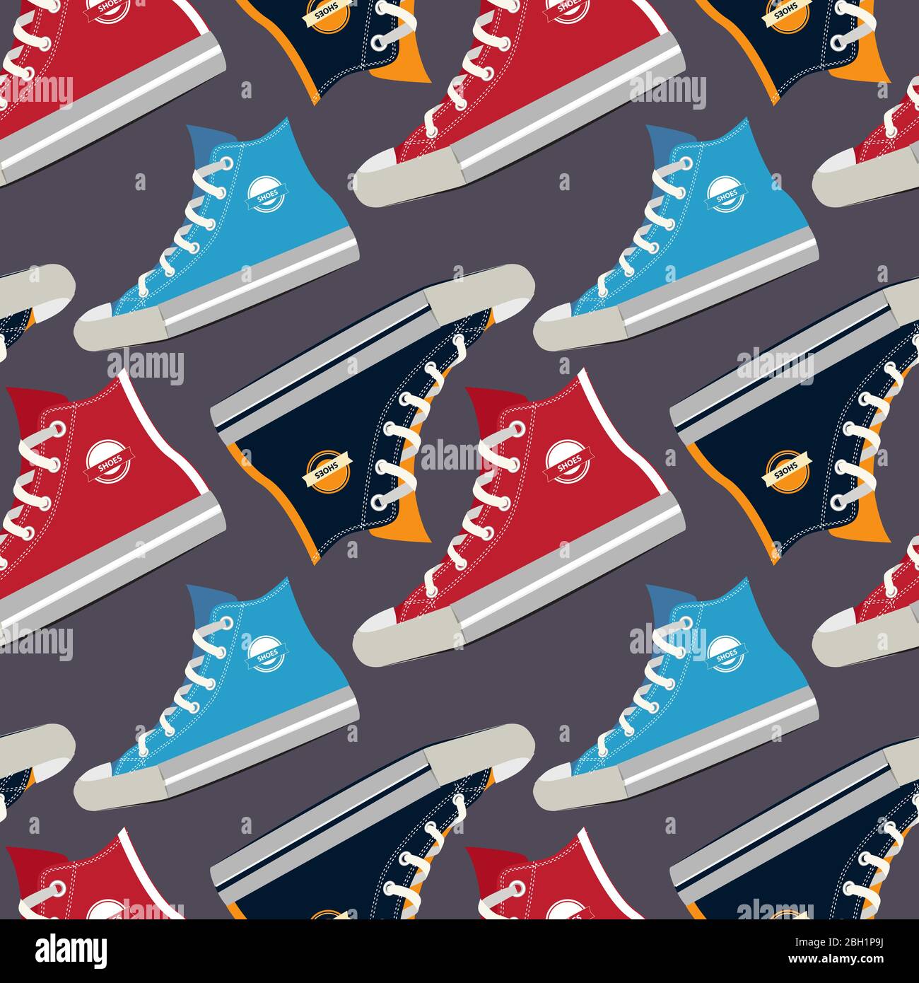 Pictures of colored sneakers. Vector seamless pattern with fashion ...