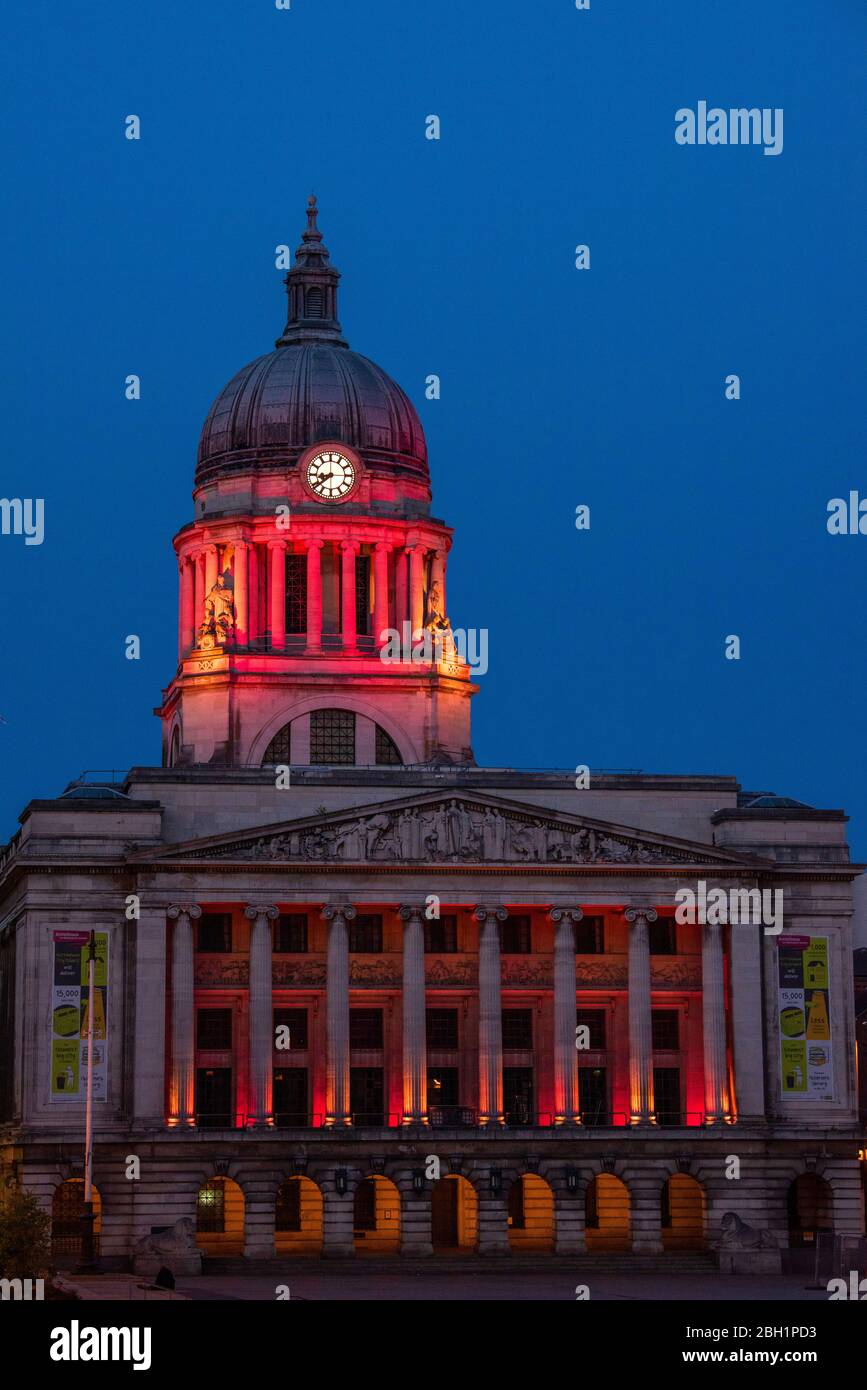 The Council House lit up red for St George's Day in Nottingham City ...