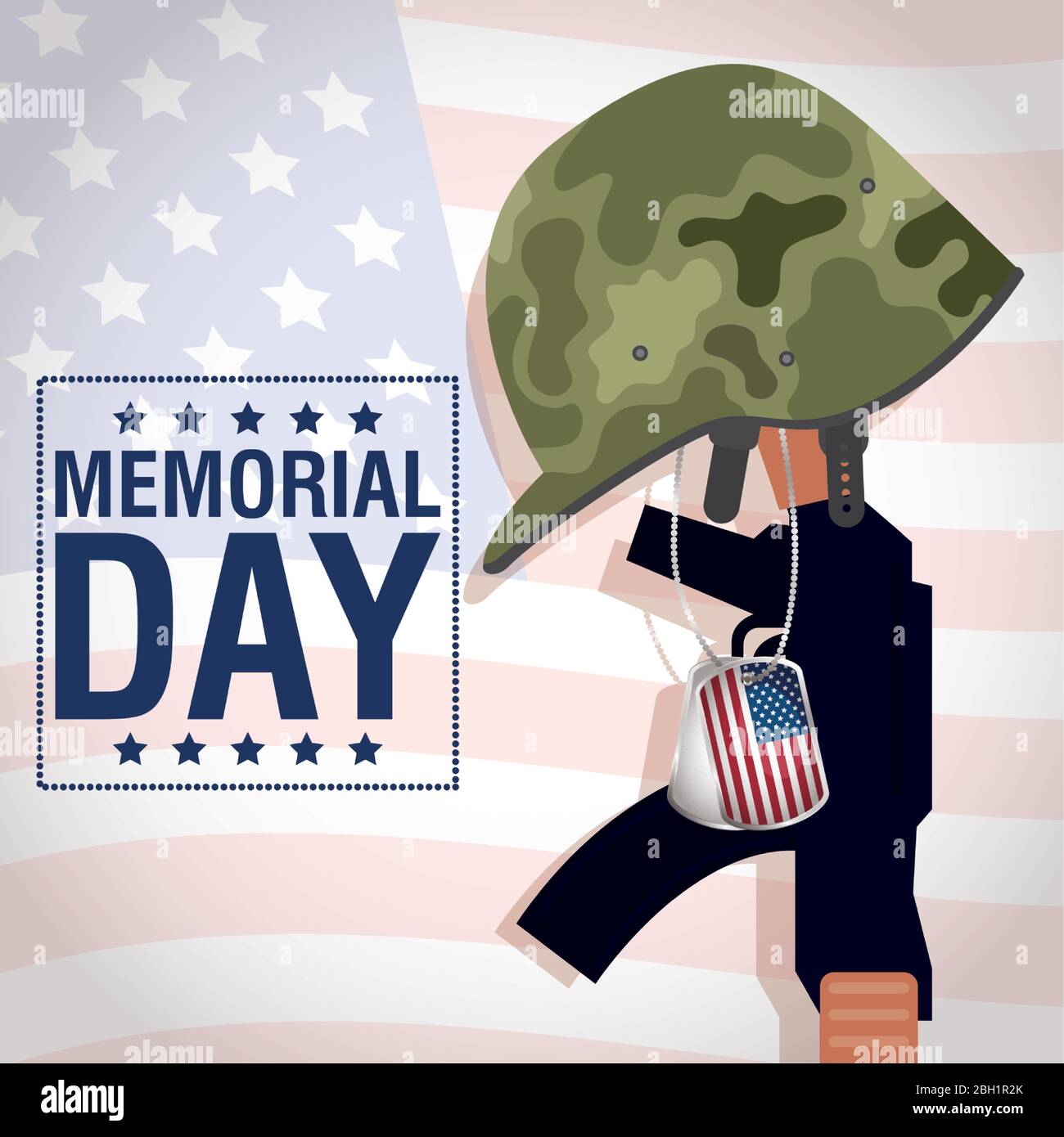 Memorial Day celebration with usa flag and helmet in rifle Stock Vector ...