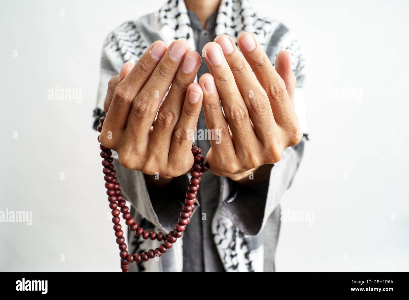 gesture of hand open arm while pray in islamic culture carrying prayer ...