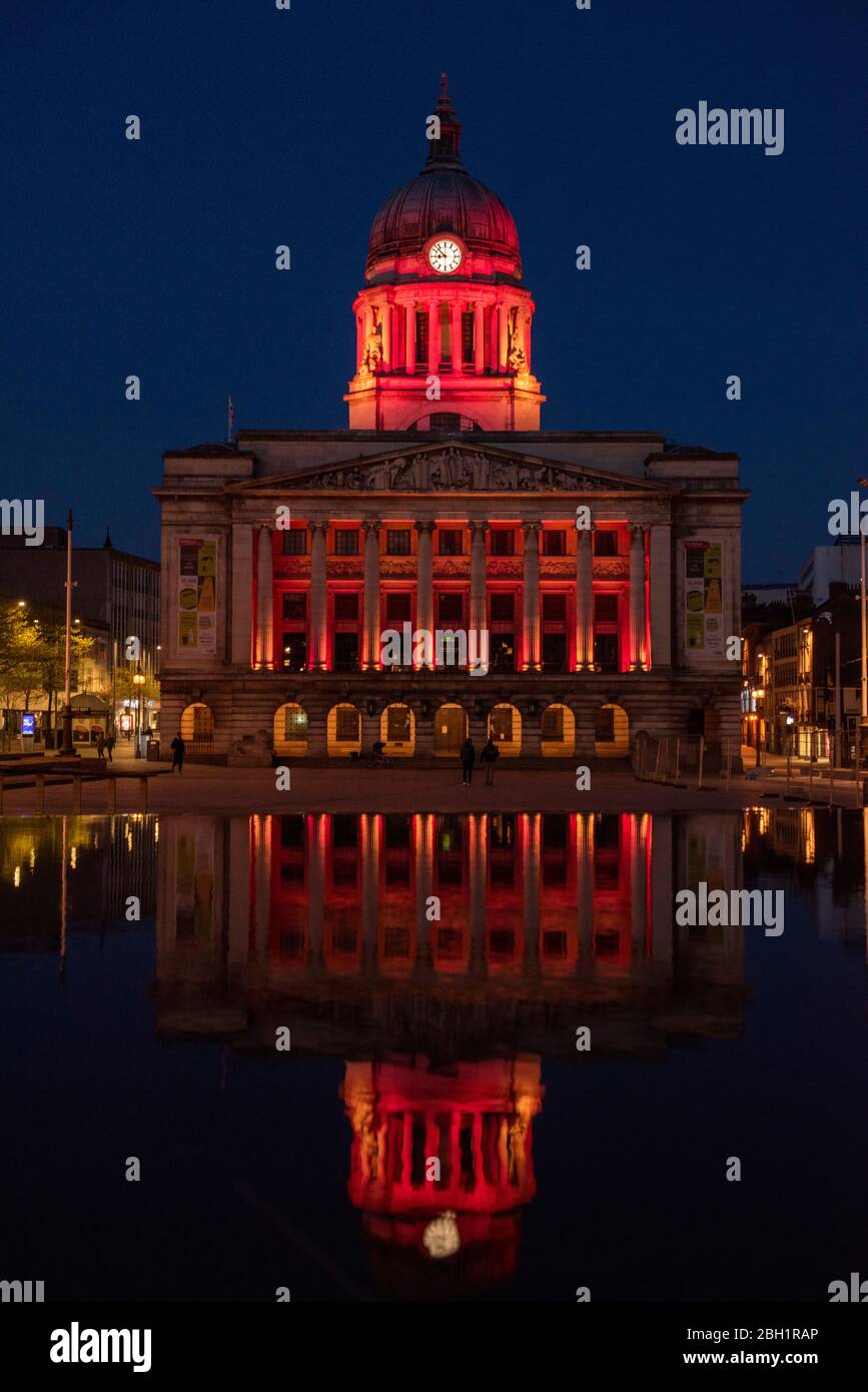 The Council House lit up red for St George's Day in Nottingham City ...