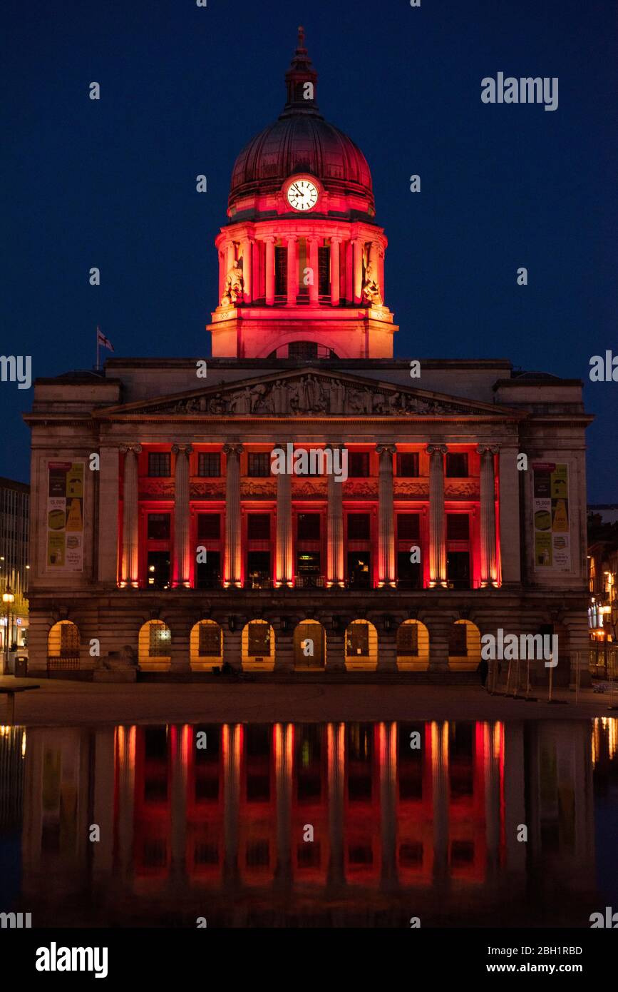 The Council House lit up red for St George's Day in Nottingham City ...