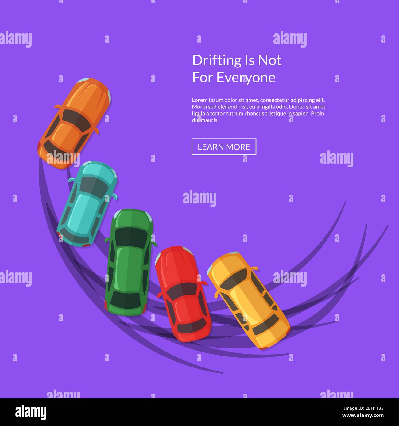 Vector drifting cars in the row with multiple tire tracks illustration ...