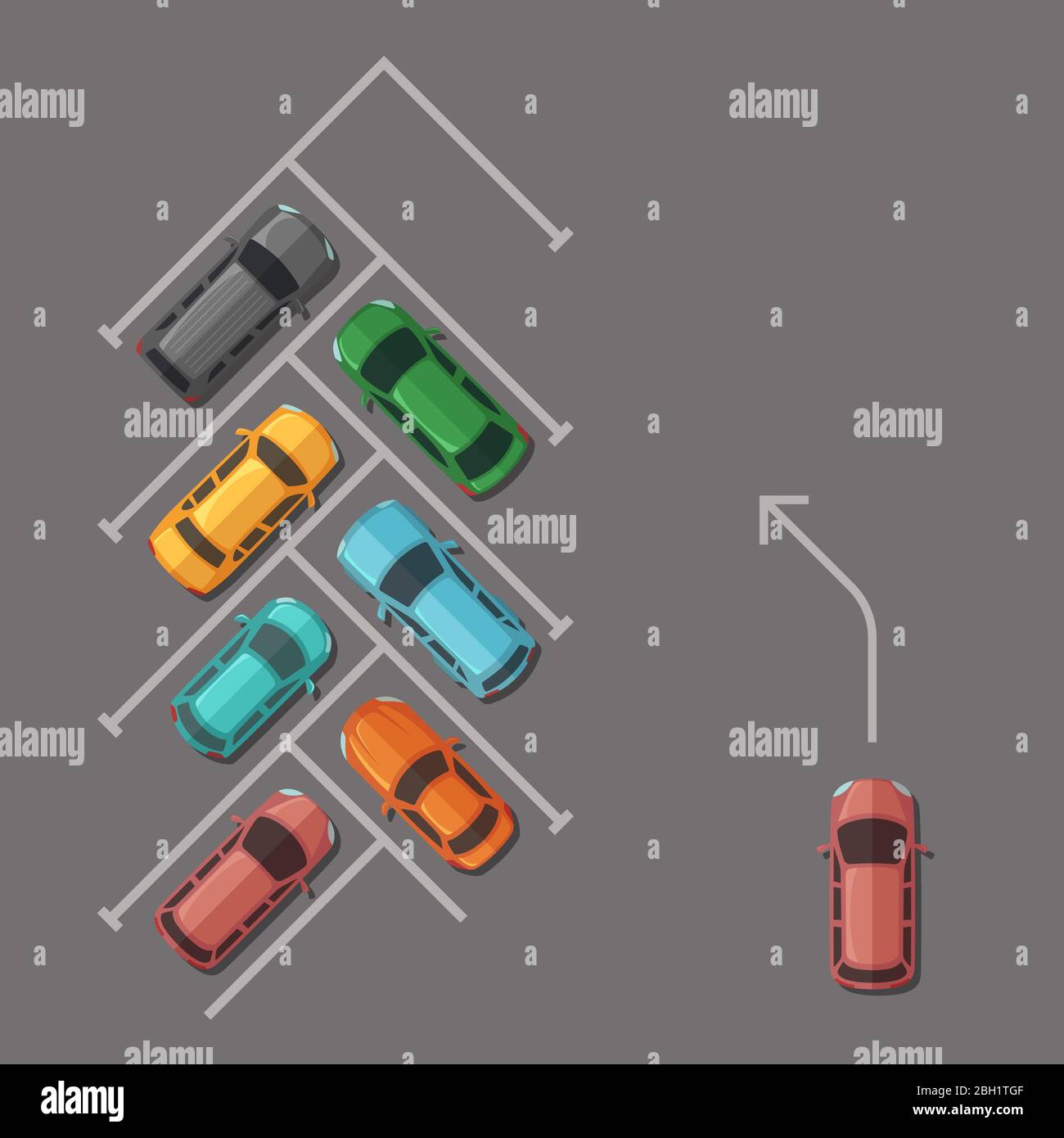 Vector car parking on a parking lot with other whicles top view ...