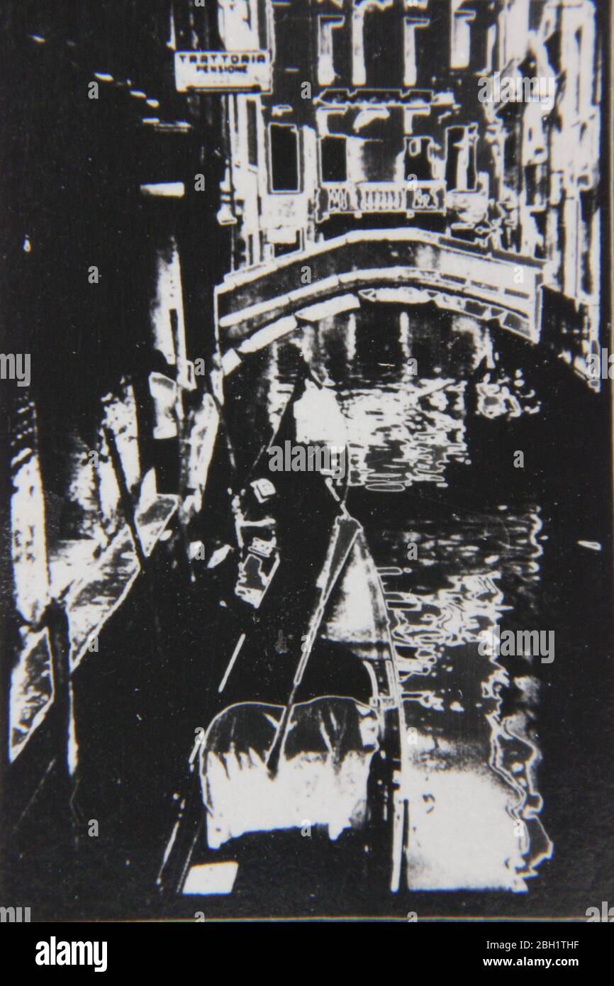 Fine 70s vintage black and white extreme photography of a canal in ...