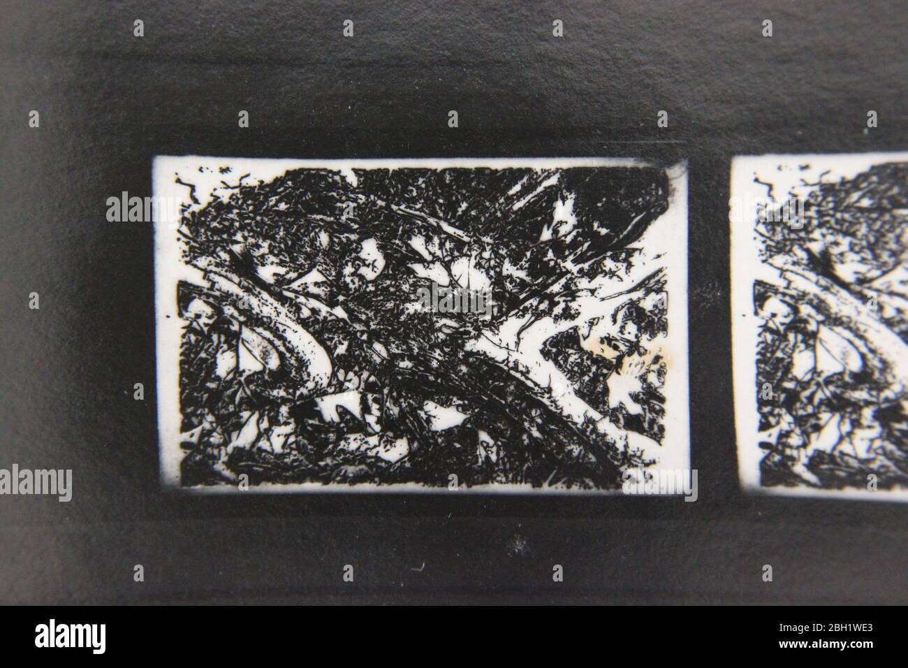 Fine 70s vintage extreme high contrast contact print photography of an ...