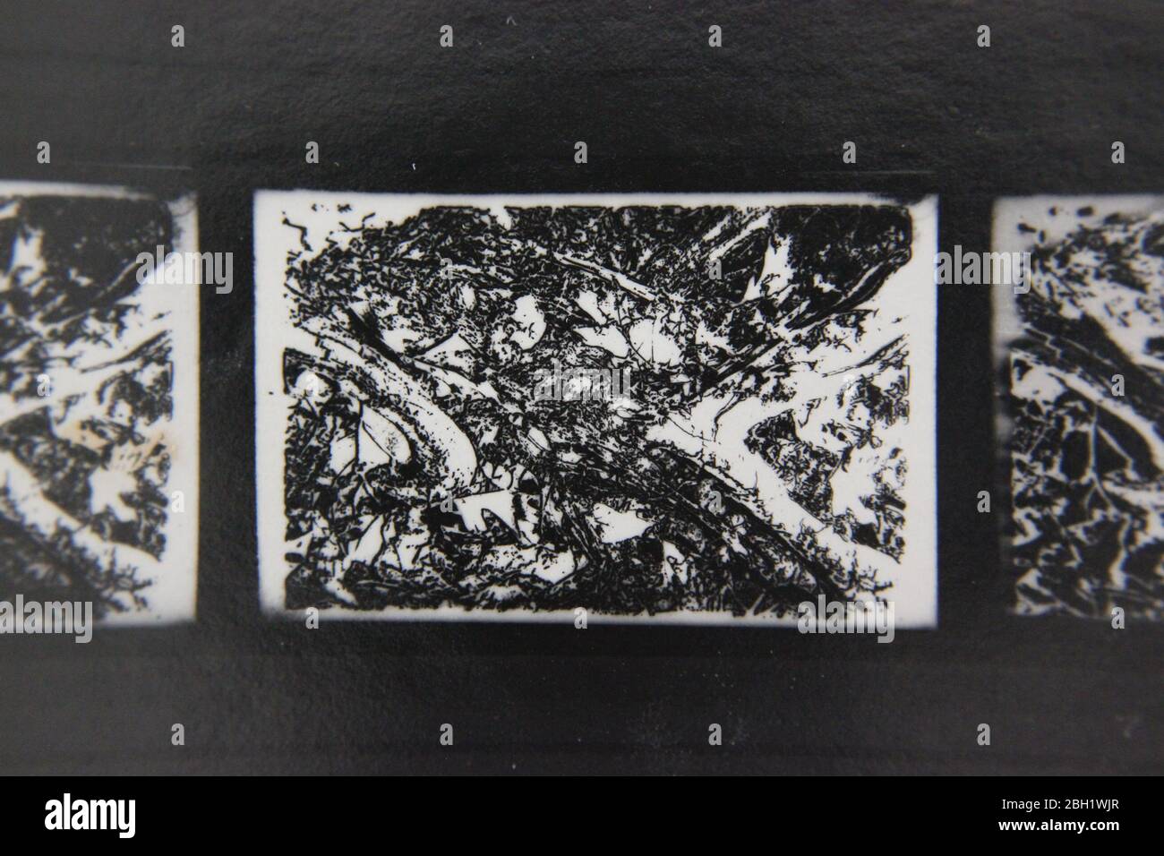 Fine 70s vintage extreme high contrast contact print photography of an ...