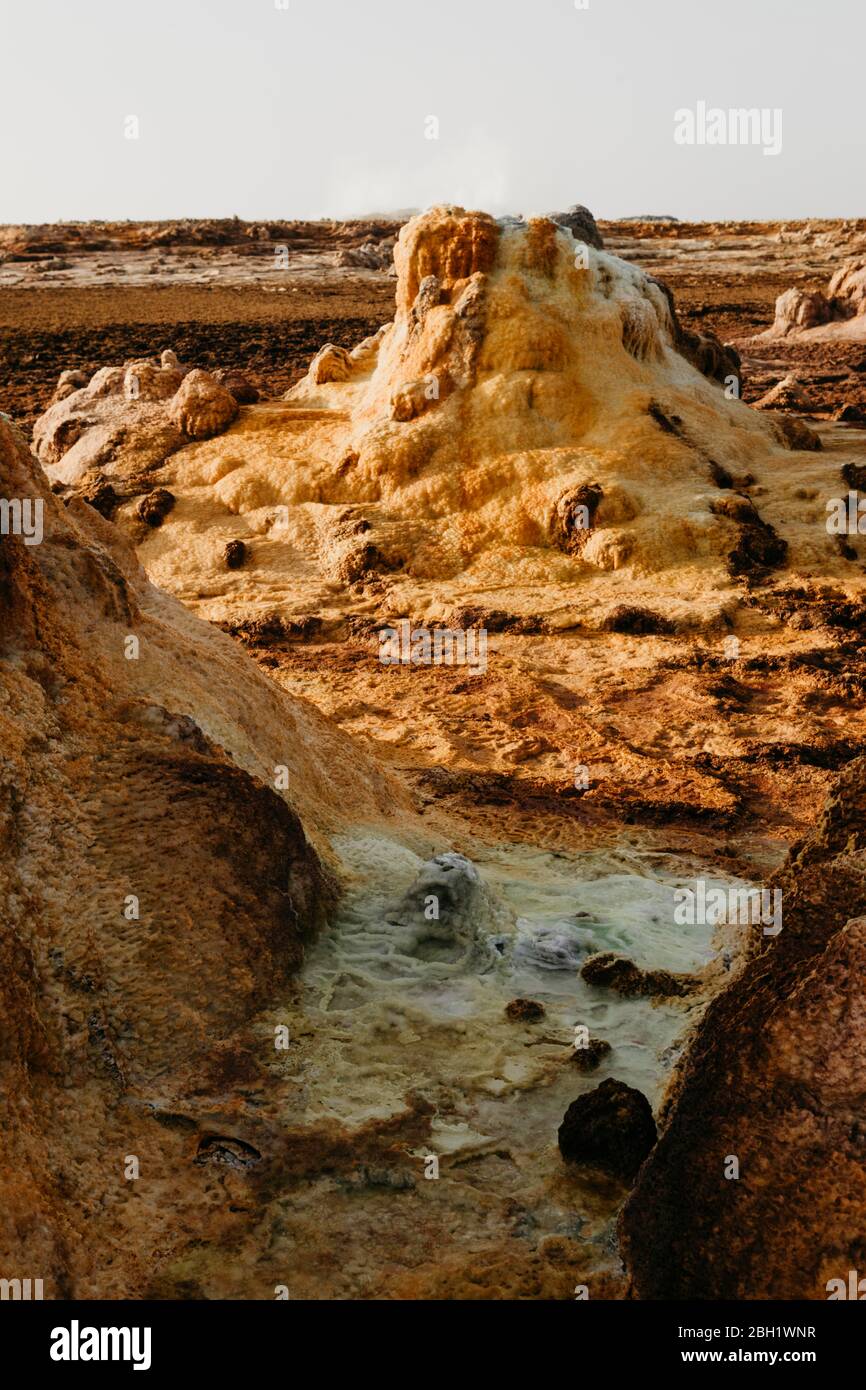 Volcanic landscape with mineral at Dallol Geothermal Area in Danakil ...