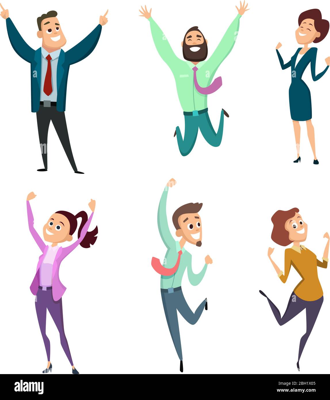 Different businessmen in action pose. Vector pictures of funny ...