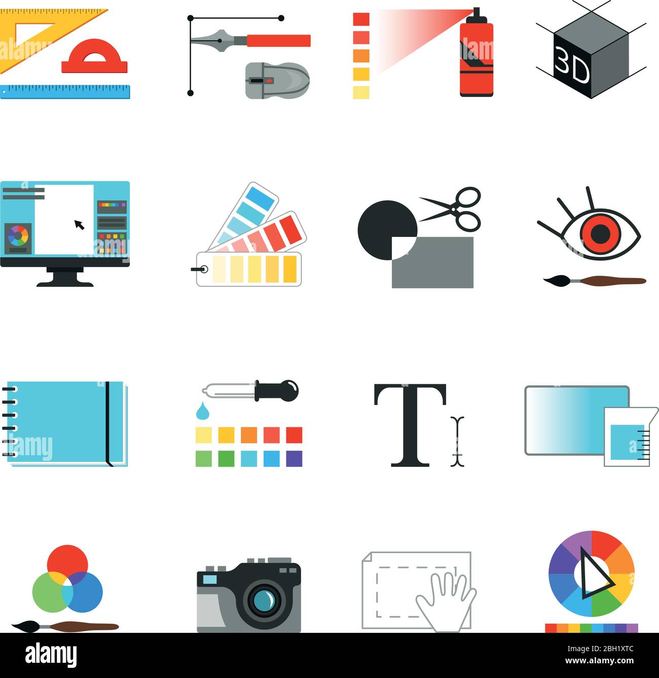 Graphic or web designers tools. Different working elements for ...