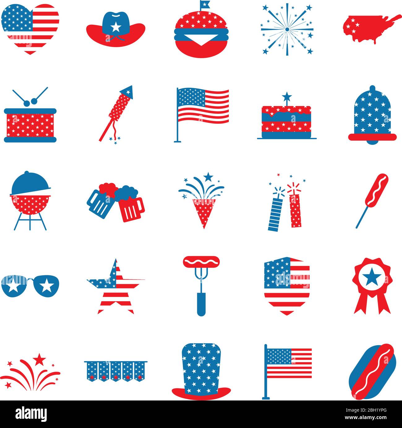 Independence day flat style icon set vector design Stock Vector Image ...