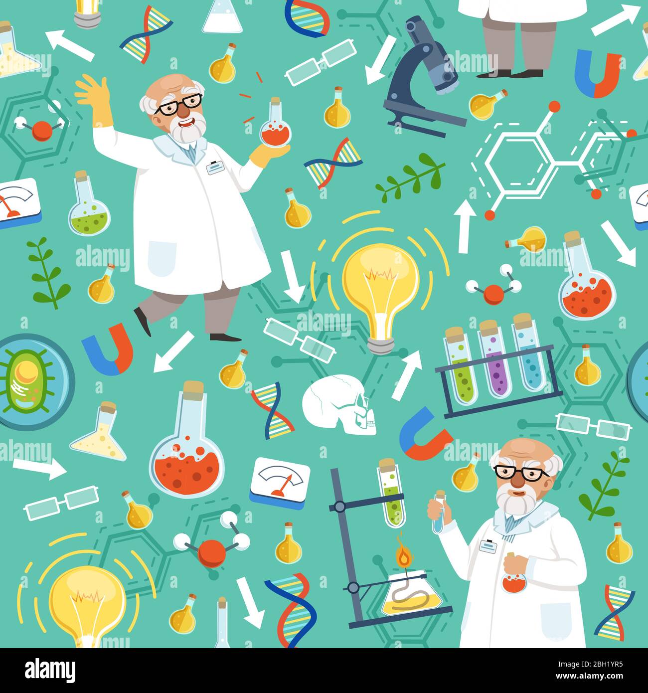 Different chemical or biological tools. Professor of medicine. Vector ...