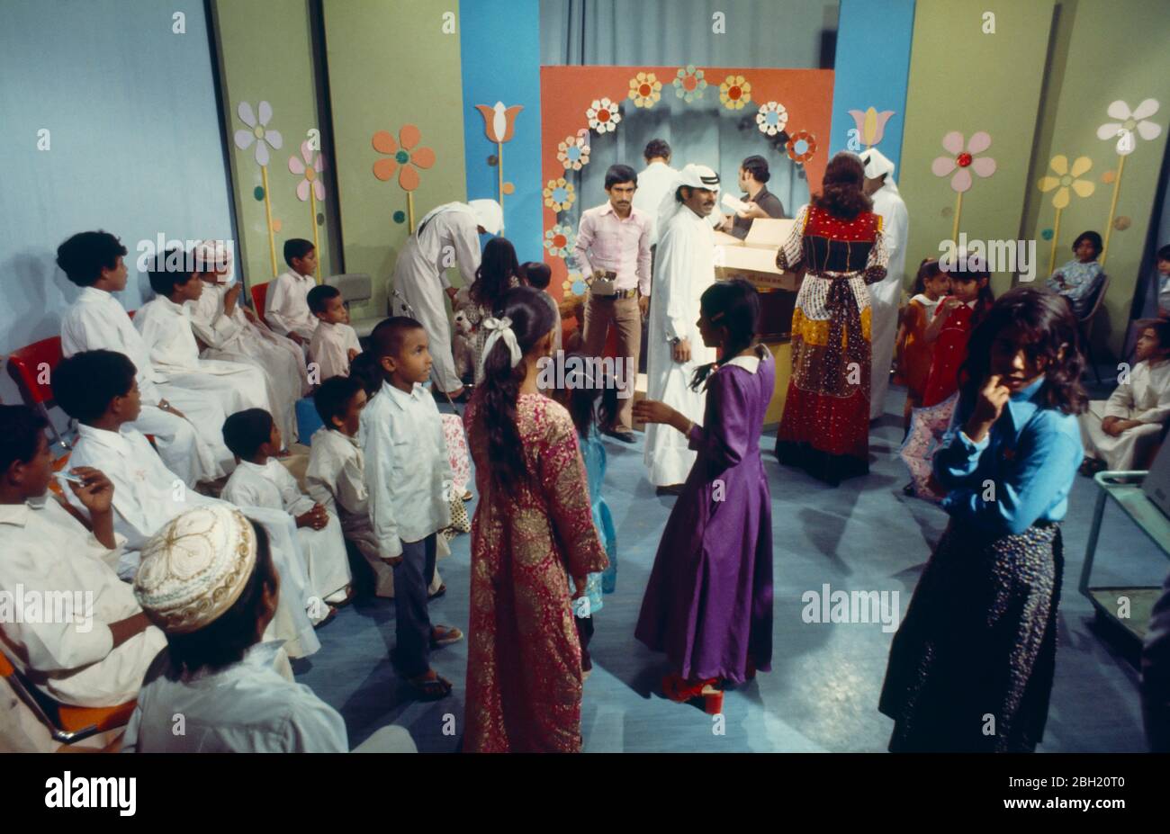 Qatar, Media, Television studio on set of childrens programme Stock ...