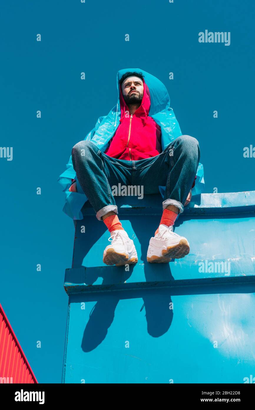 Blue and red jacket hi-res stock photography and images - Alamy