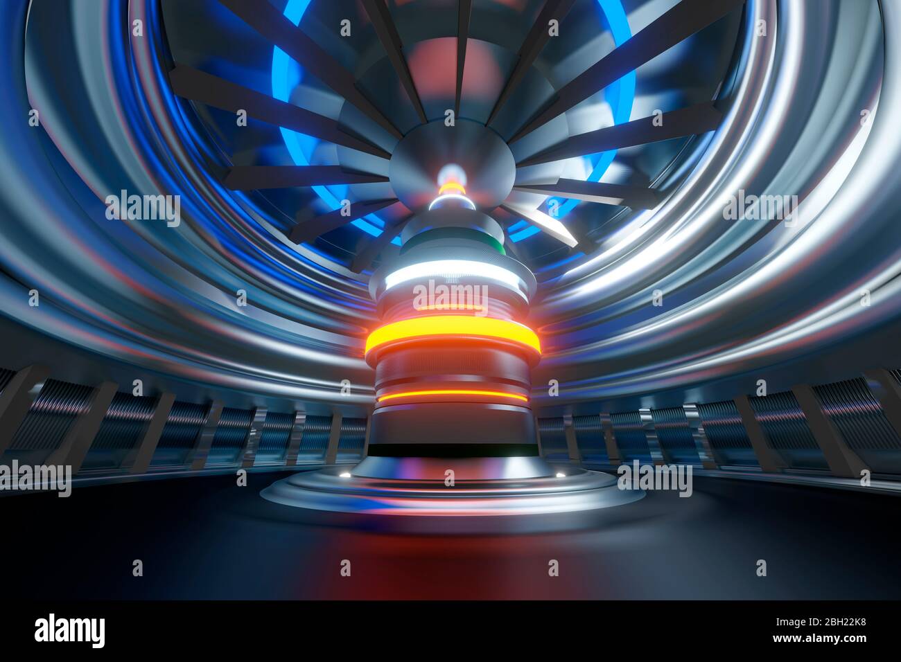 Three dimensional render of futuristic nuclear reactor Stock Photo - Alamy
