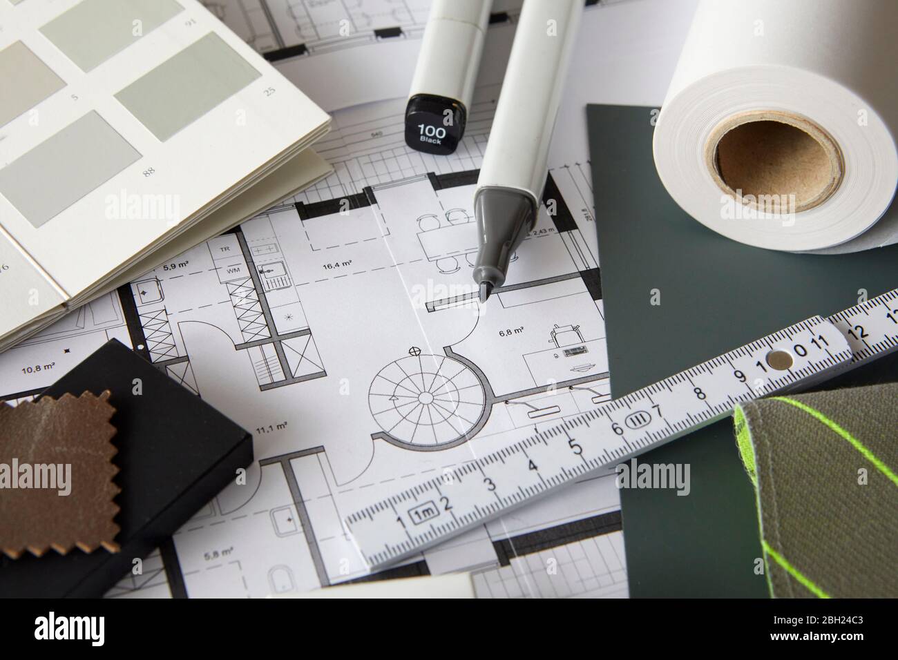 Collection of various architectural supplies and swatches Stock Photo ...