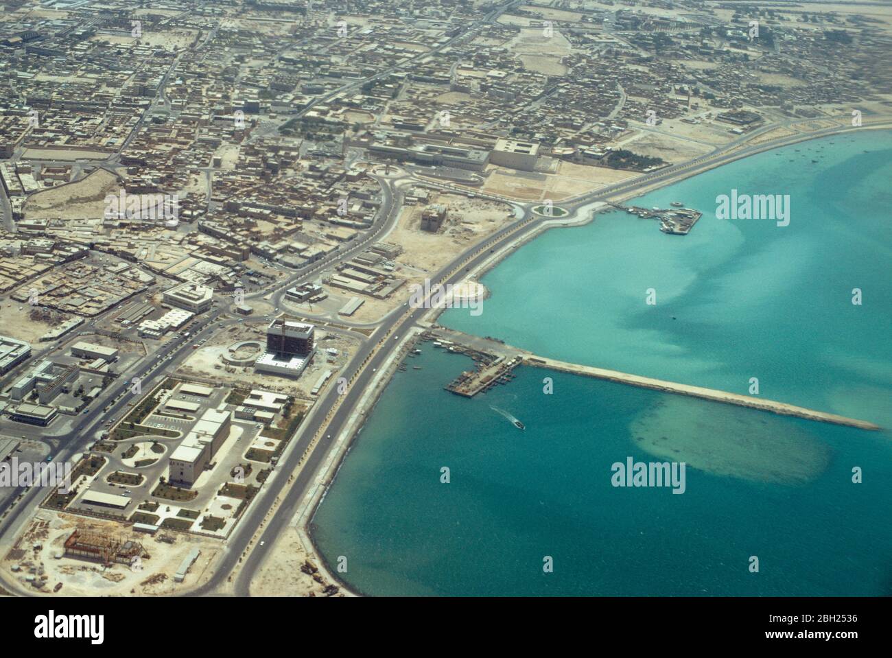 Qatar, Doha, Aerial view of city and waterfront Stock Photo - Alamy