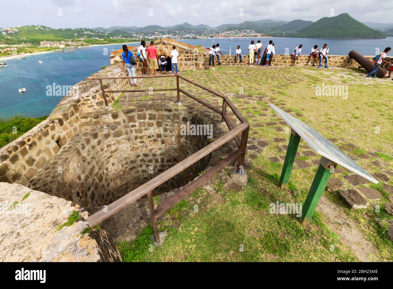Fort Rodney at Pigeon Island National Park visited by tourists ...