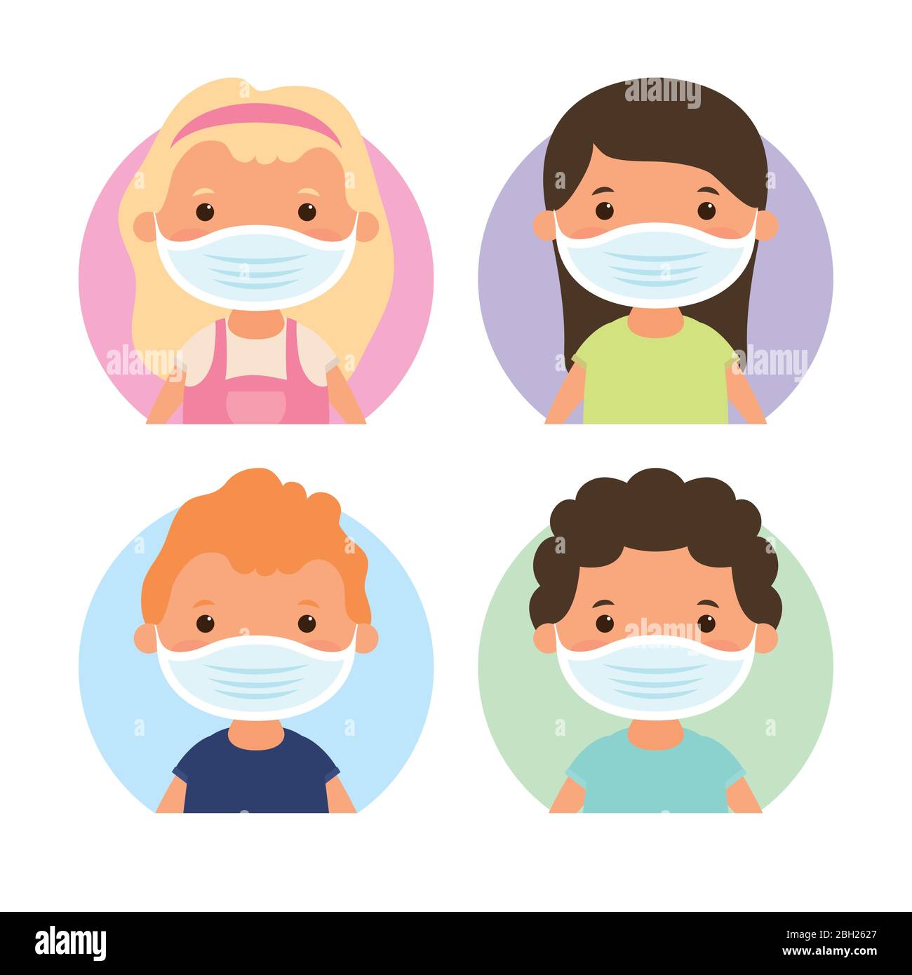 little kids using face masks characters Stock Vector Image & Art - Alamy