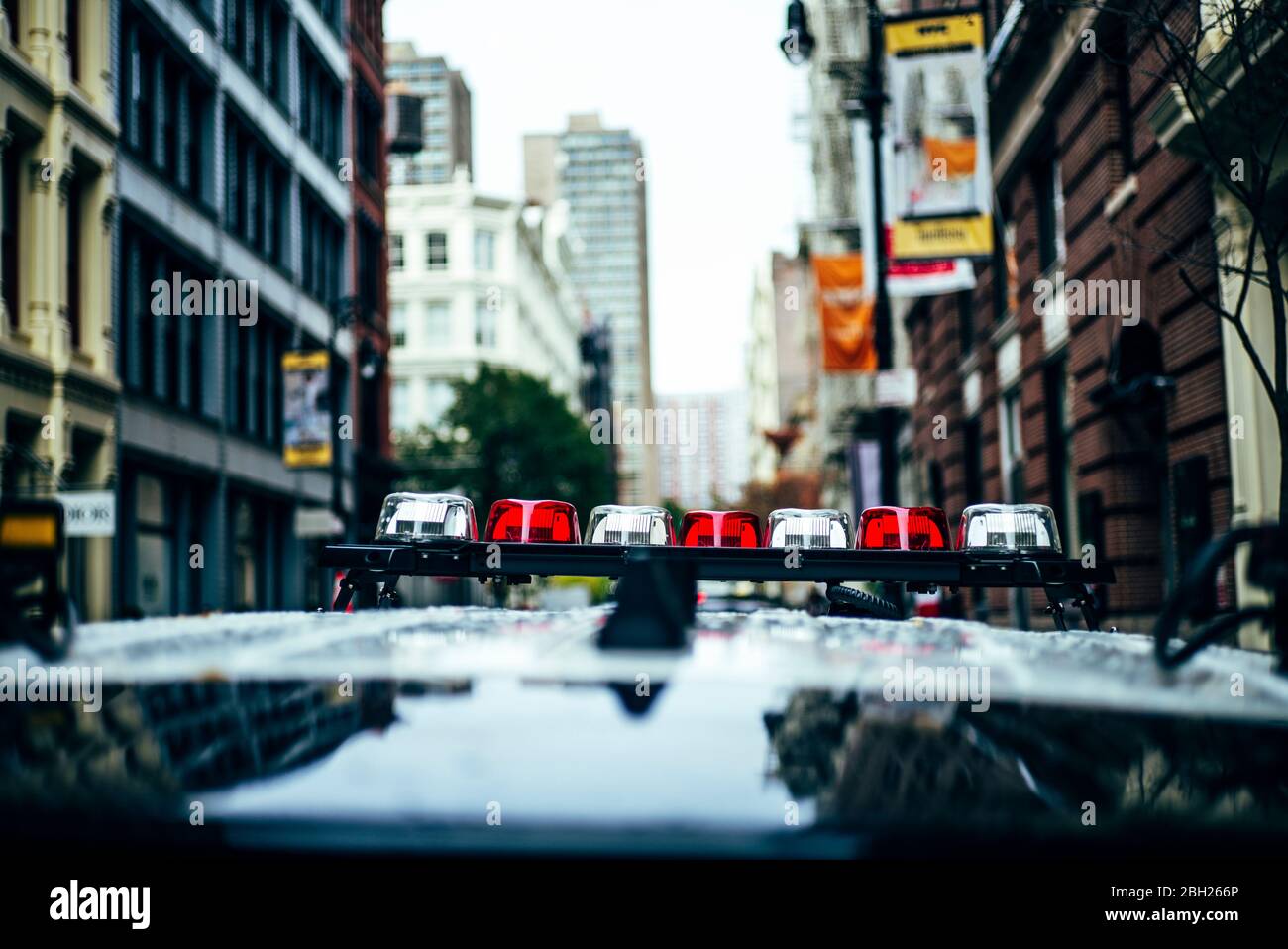 Roof of a police car in the streets of New York City, USA Stock Photo ...