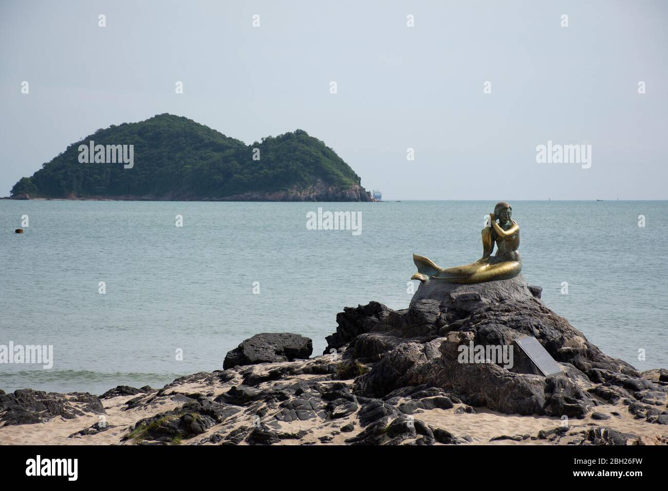SONGKHLA, THAILAND - AUGUST 16 : Landmarks Mermaid statue on Samila ...