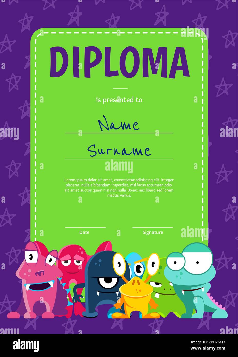 Kids diploma certificate background design hi-res stock photography and ...