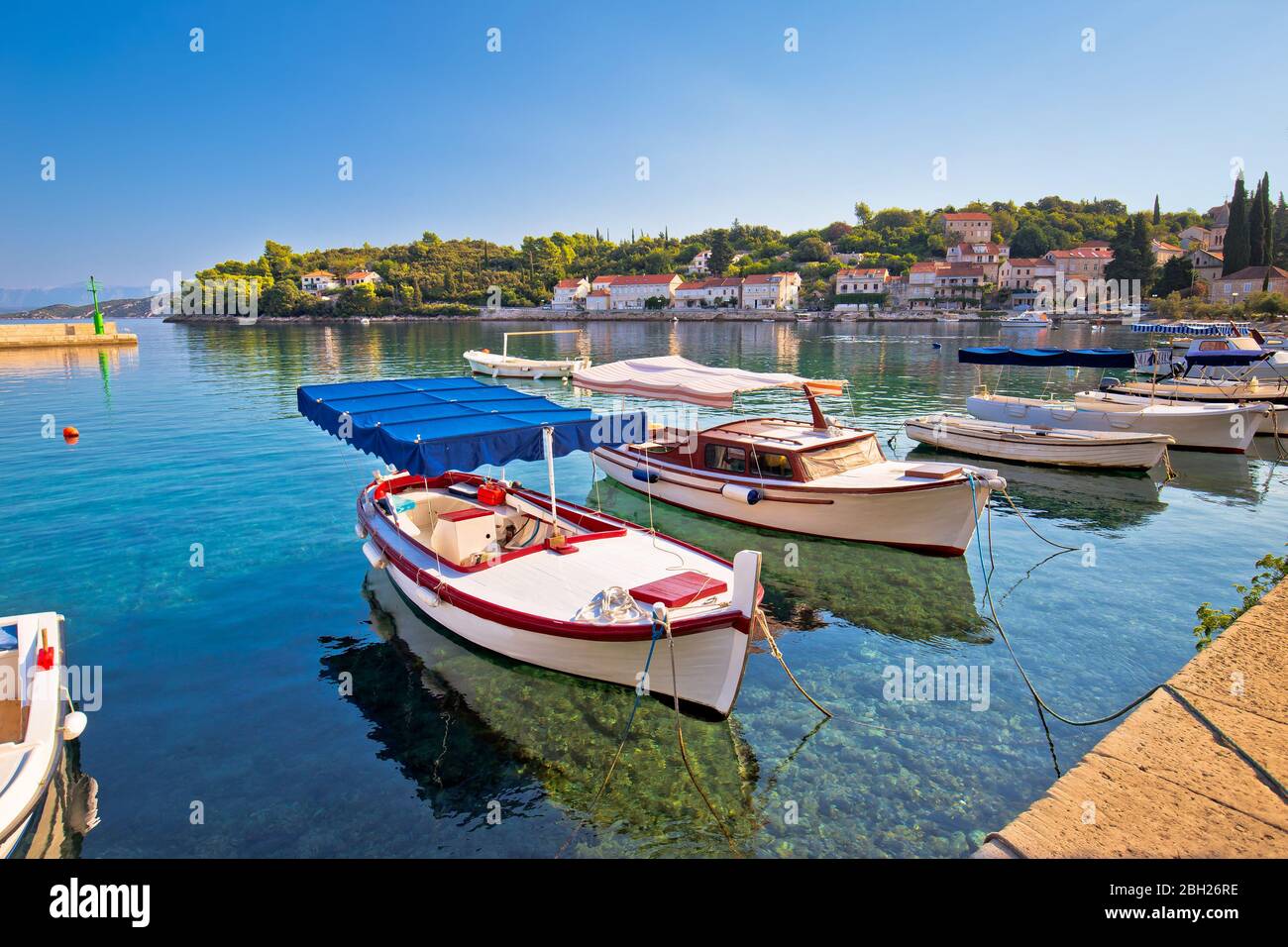 Korcula Idyllic coastal village of Racisce on Korcula island waterfront ...