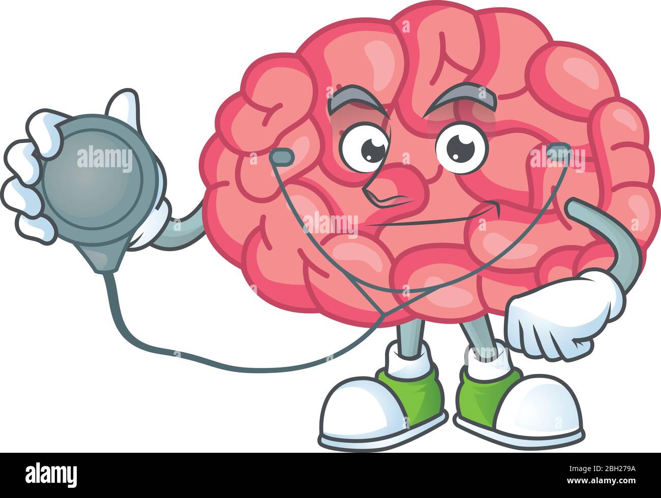 A dedicated Doctor brain Cartoon character with stethoscope Stock ...
