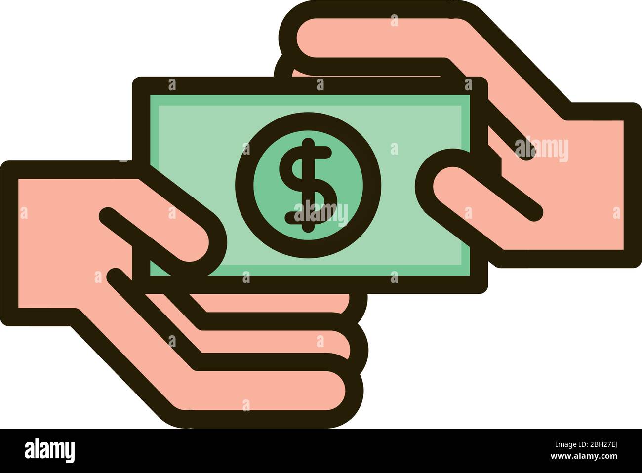 hands with money banknote business financial investing vector ...