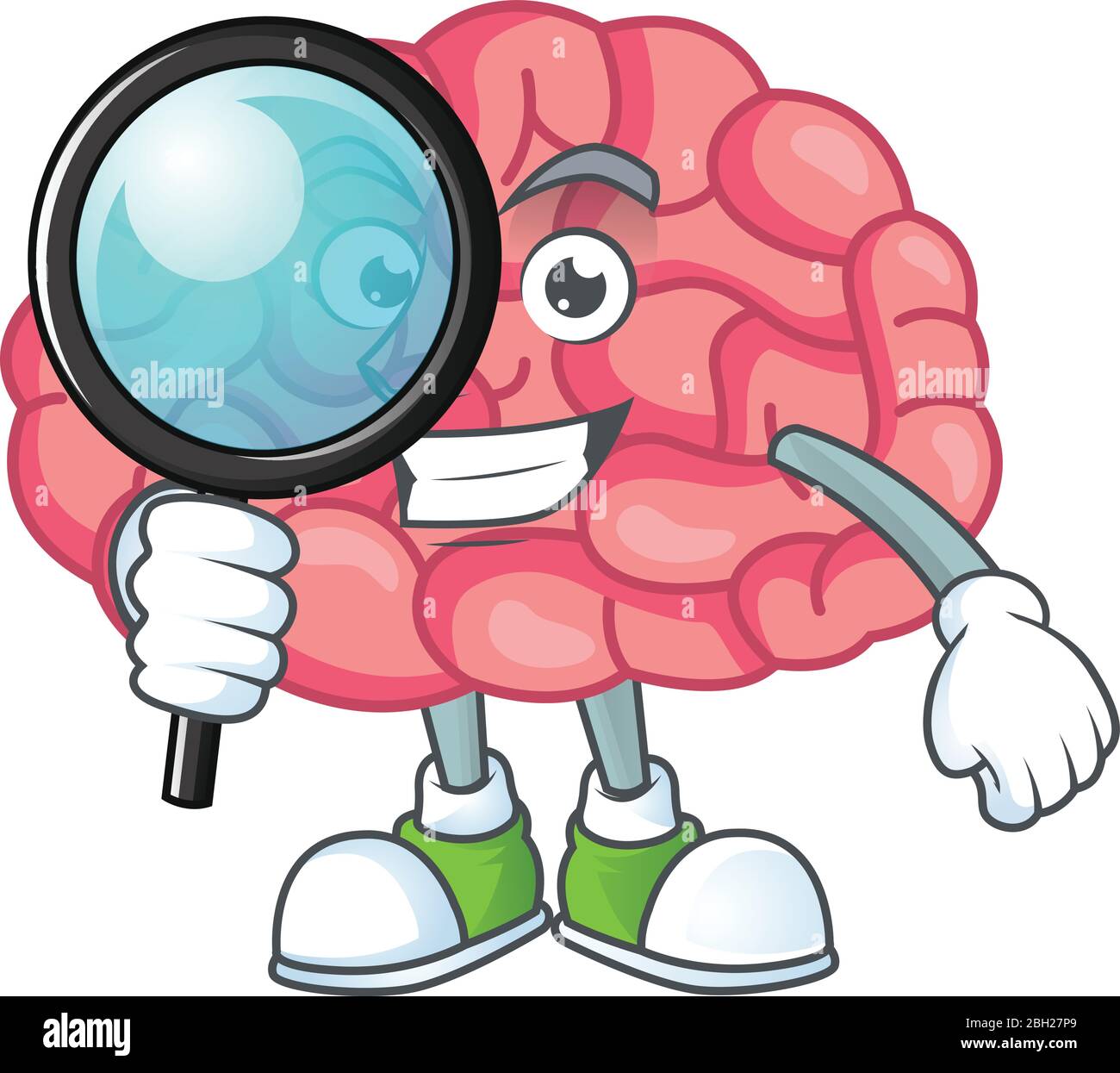 Smart Detective of brain cartoon character design concept Stock Vector ...