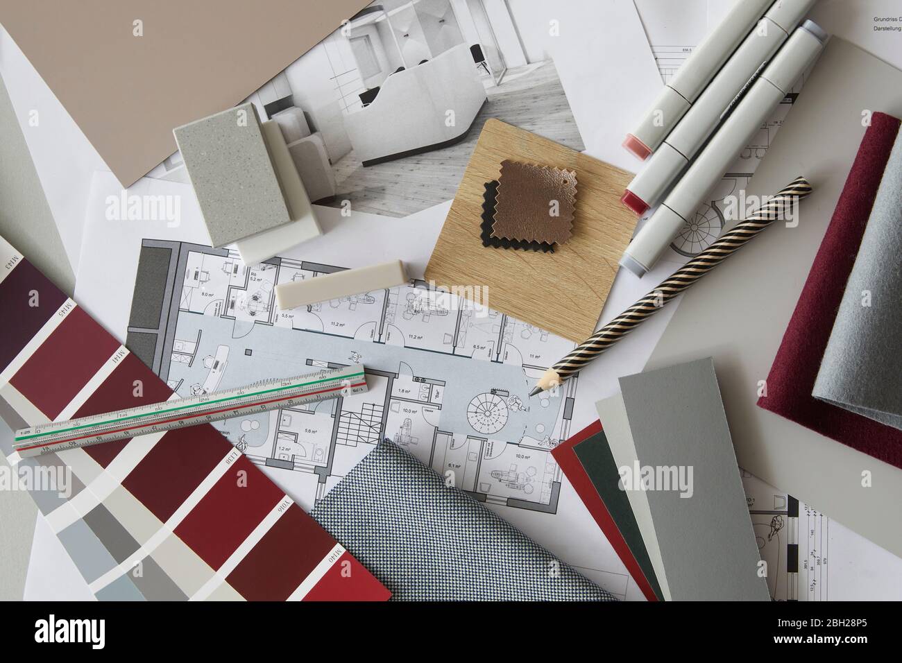 Collection of various architectural supplies and swatches Stock Photo ...