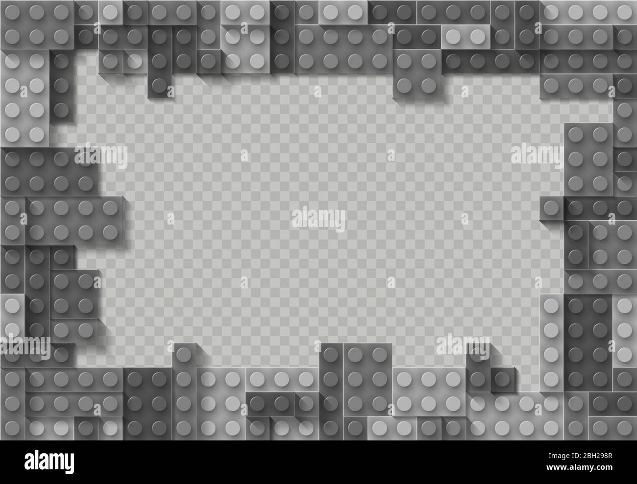 Frame template of realistic gray plastic bricks. Construction blocks ...