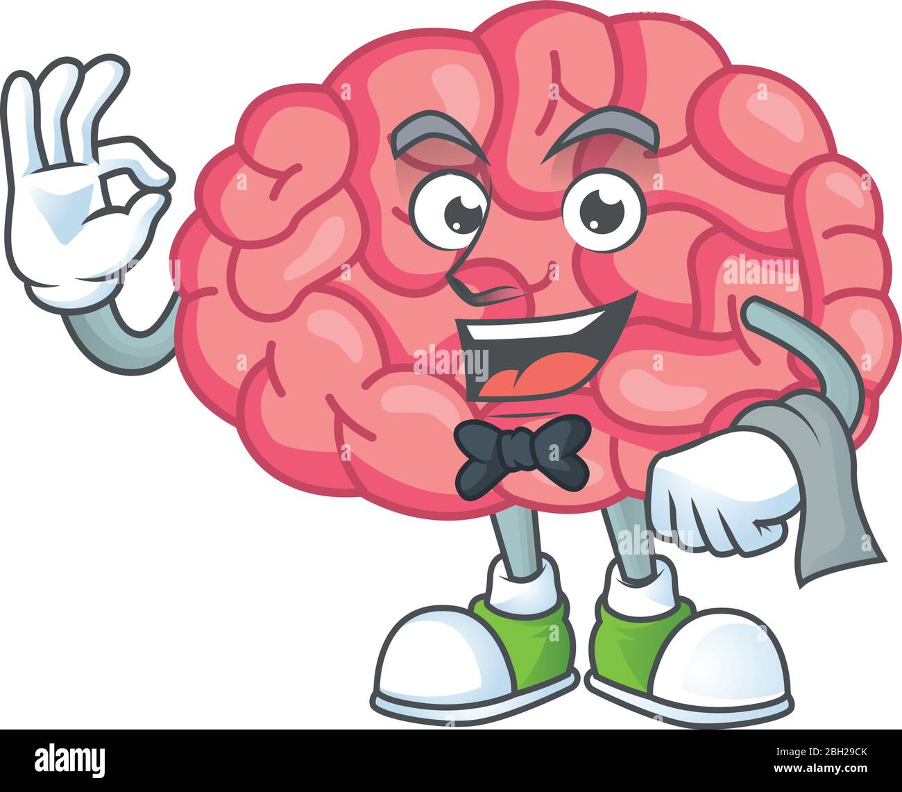 A brain waiter cartoon character ready to serve Stock Vector Image ...