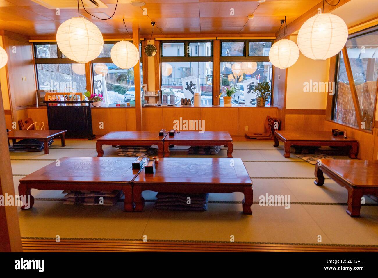 Interior decoration inside of Japanese restaurant at Kawaguchiko, Japan ...