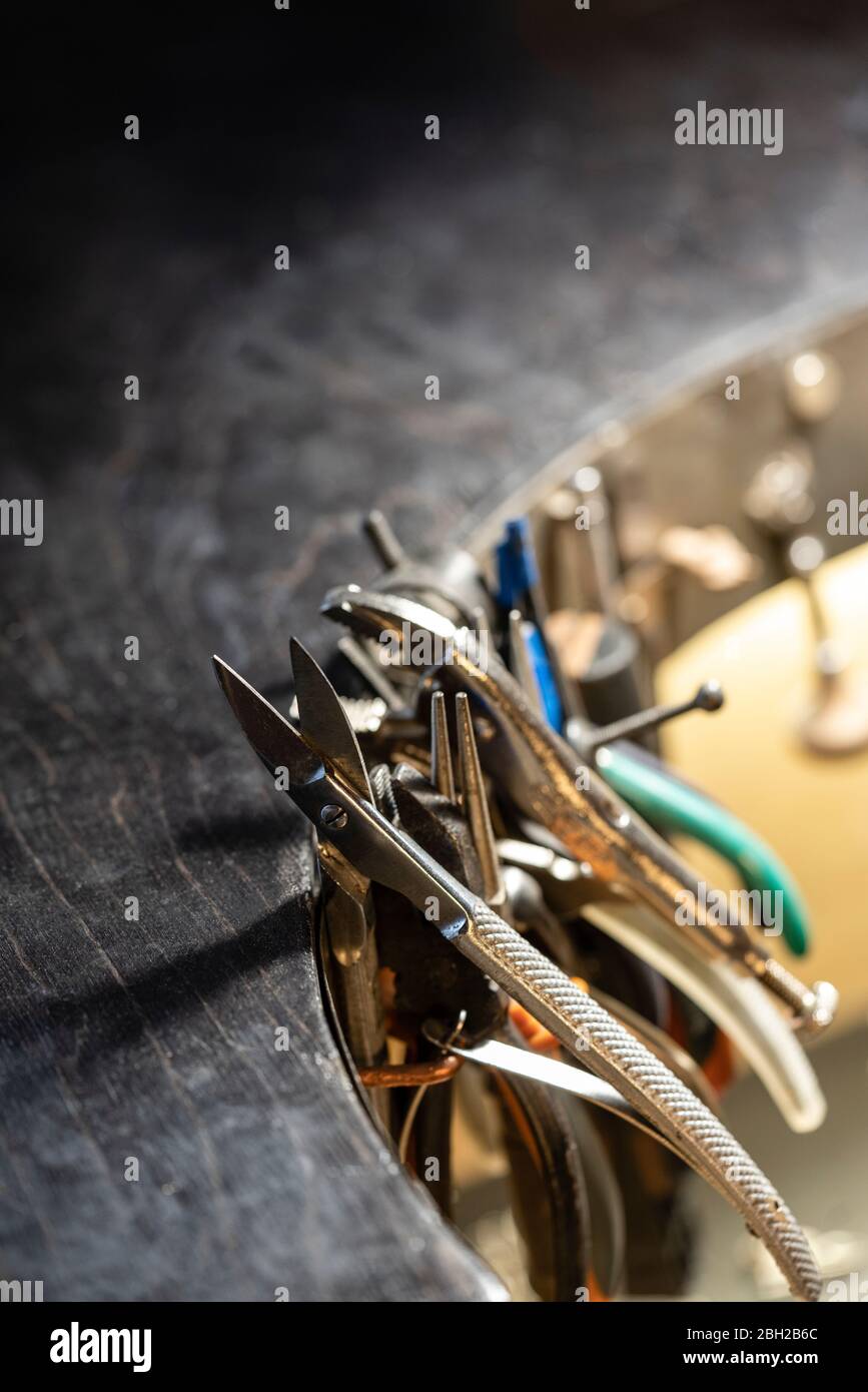Various tools in a workshop of a goldsmith Stock Photo - Alamy