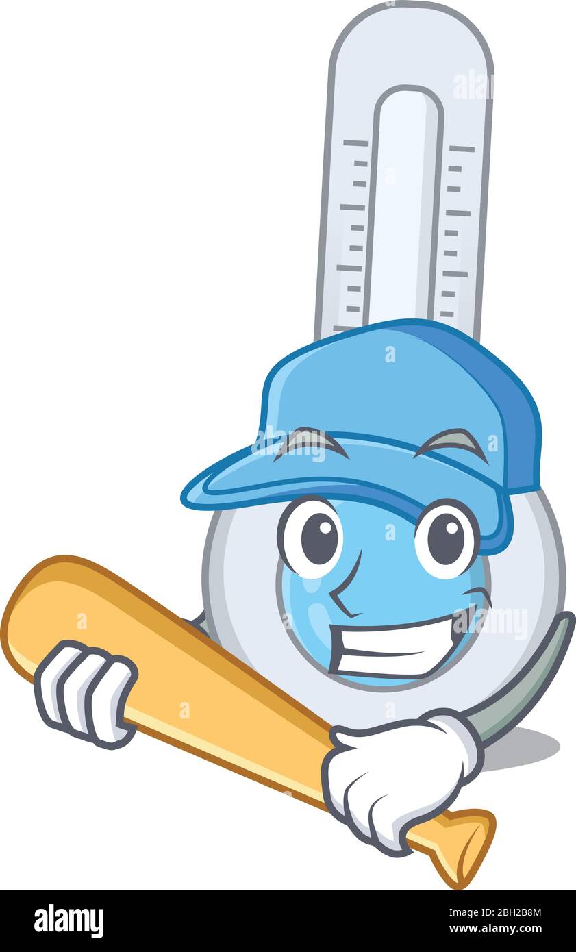 Picture of cold thermometer cartoon character playing baseball Stock ...