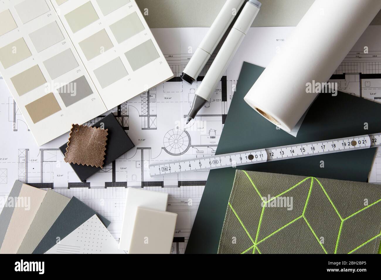 Collection of various architectural supplies and swatches Stock Photo ...