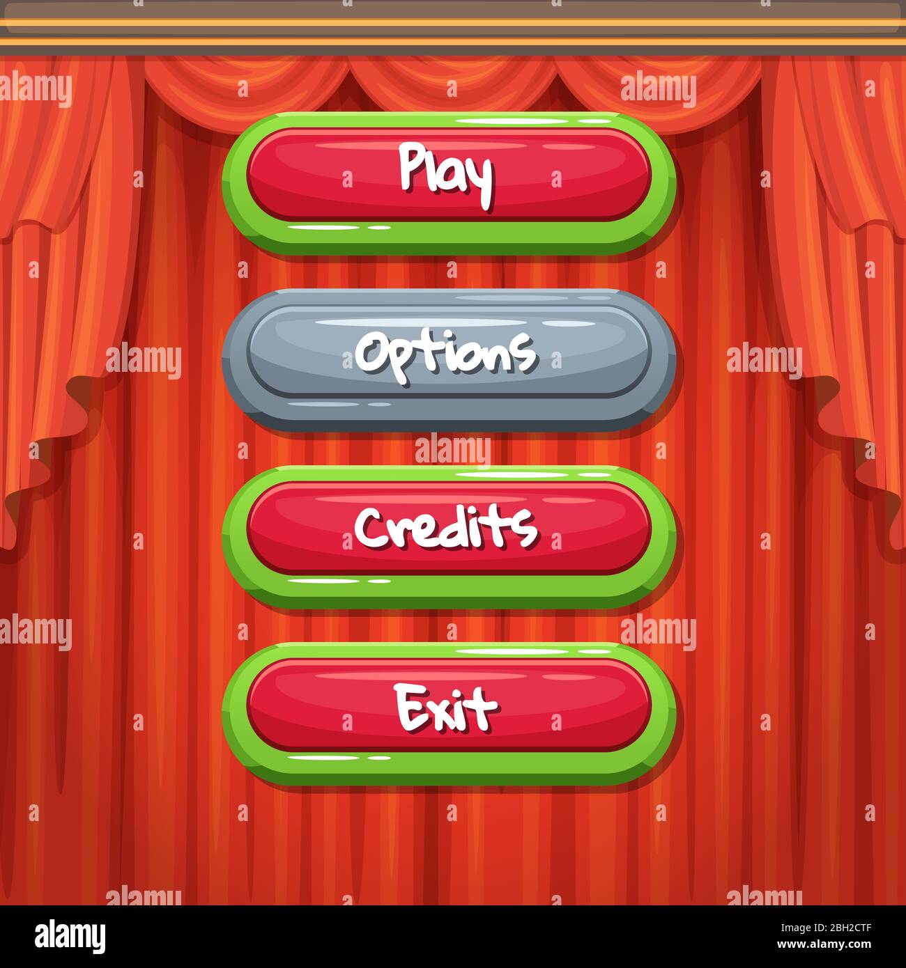 Vector cartoon style contoured enabled and disabled buttons with text ...