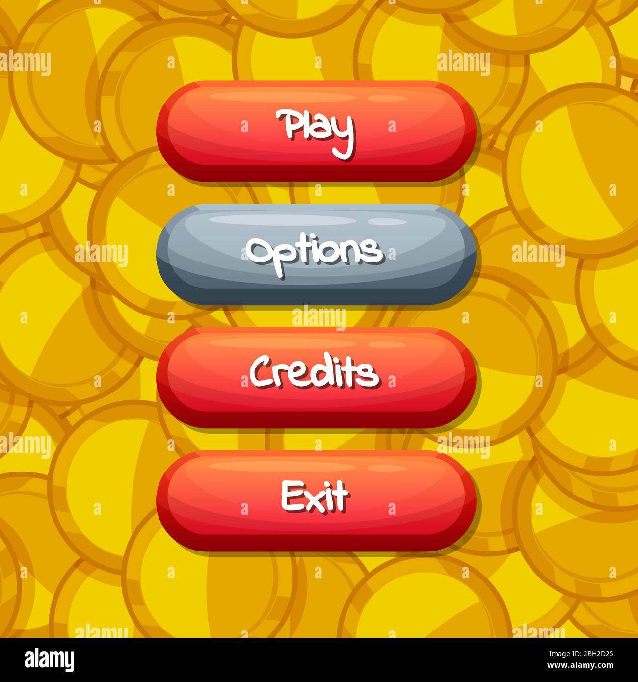 Vector cartoon style enabled and disabled buttons with text for game ...