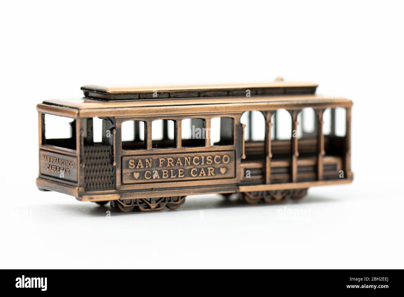 die cast toy copper symbol san francisco cable car isolated on white ...
