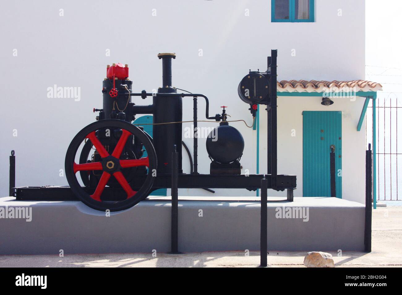 exhibition of an old steam train in the black and red life size machine ...