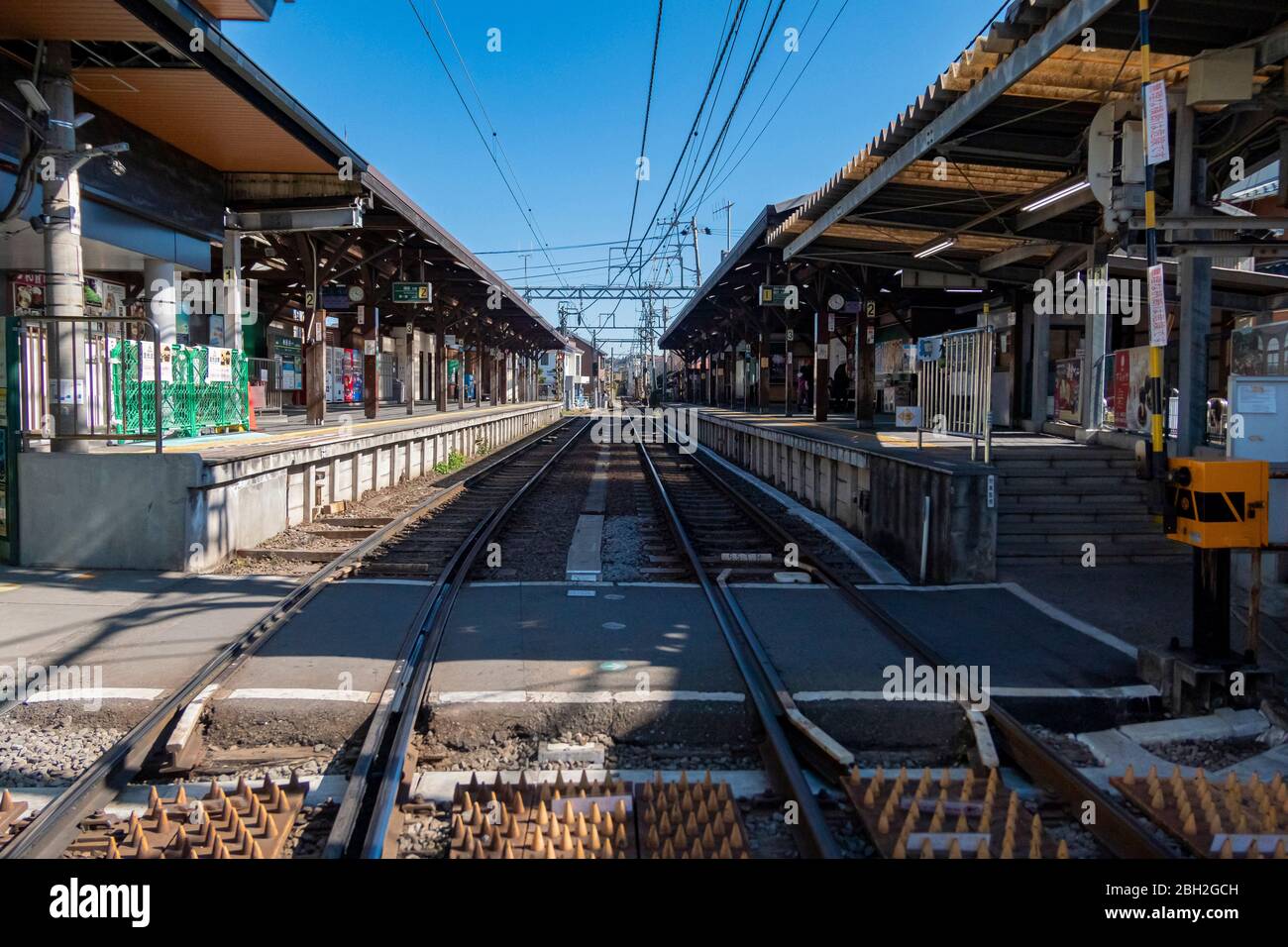 The railway in Hase station from Kamakura station. Tokyo, Japan ...